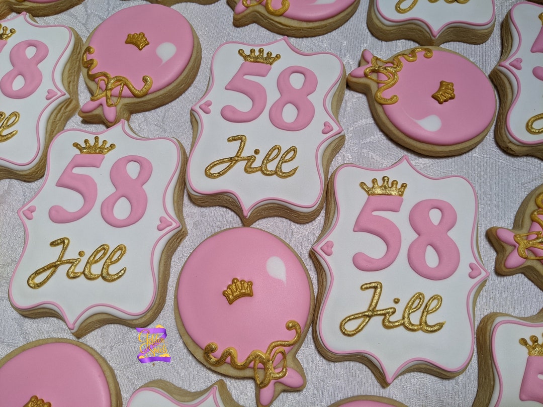 24 Happy 58th Birthday Princess or Personalized for Any Age Cookies ...