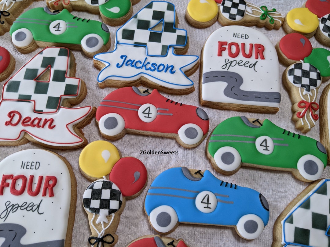Need 4 Speed Vintage Racing Car 4th Birthday Boy 24 Decorated Cookies ...