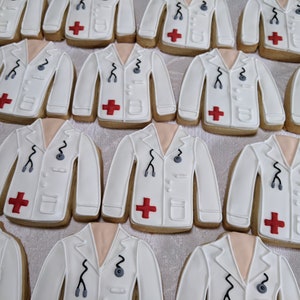 24 White Doctors Lab Coat Personalized Decorated Cookies, Medical ...