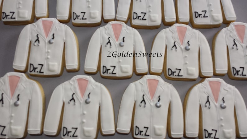 24 White Doctors Lab Coat Personalized Decorated Cookies, Medical ...