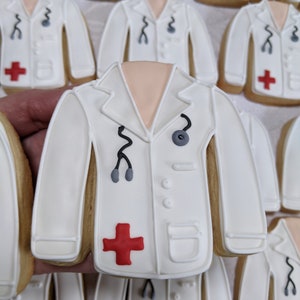 24 White Doctors Lab Coat Personalized Decorated Cookies, Medical ...