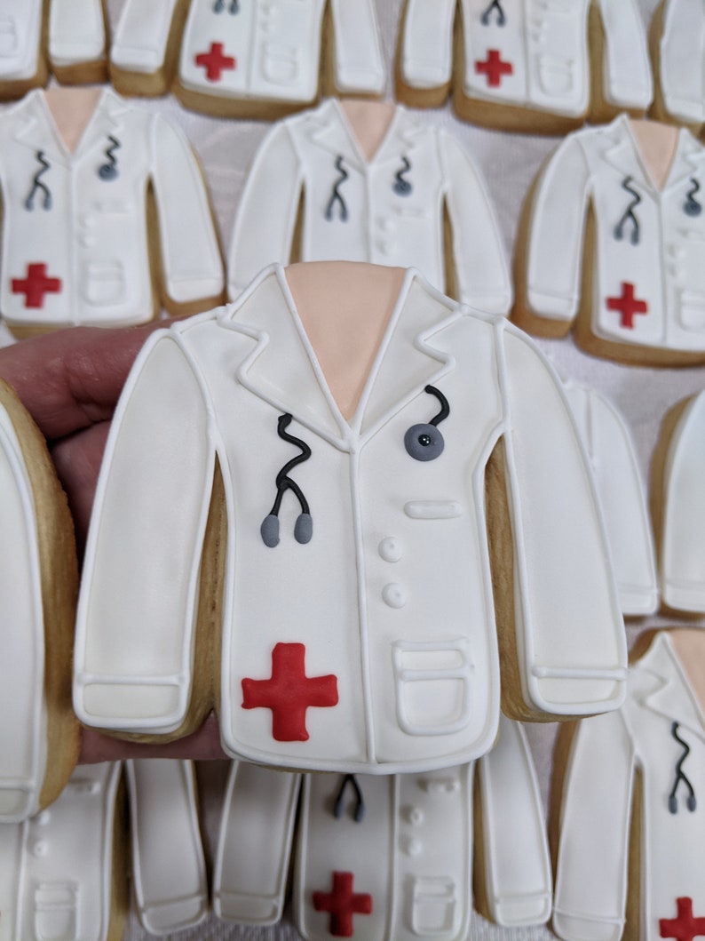 24 White Doctors Lab Coat Personalized Decorated Cookies, Medical ...