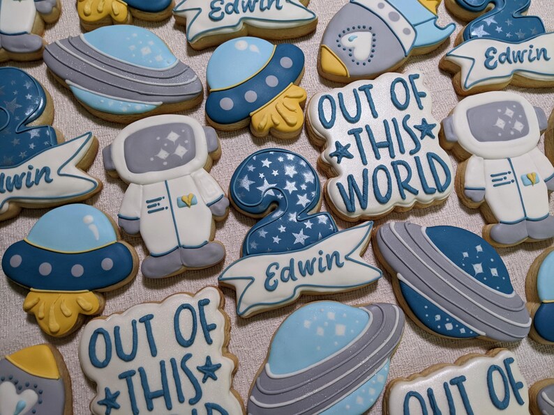 24 Out of This World Astronaut Theme Birthday Boy Decorated Cookies ...