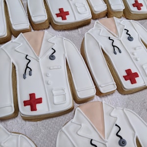 24 White Doctors Lab Coat Personalized Decorated Cookies, Medical ...
