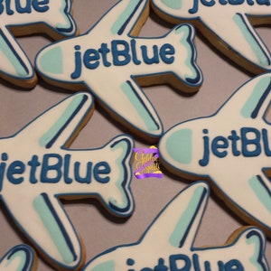 24 Airplane Customized Logo Sugar Cookies, Airlines Name Company Party ...