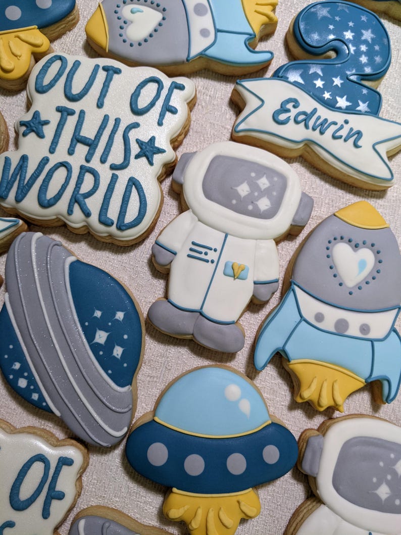 24 Out of This World Astronaut Theme Birthday Boy Decorated Cookies ...