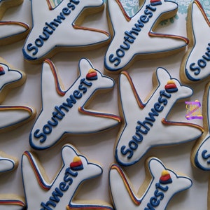 24 Airplane Customized Logo Sugar Cookies, Airlines Name Company Party ...