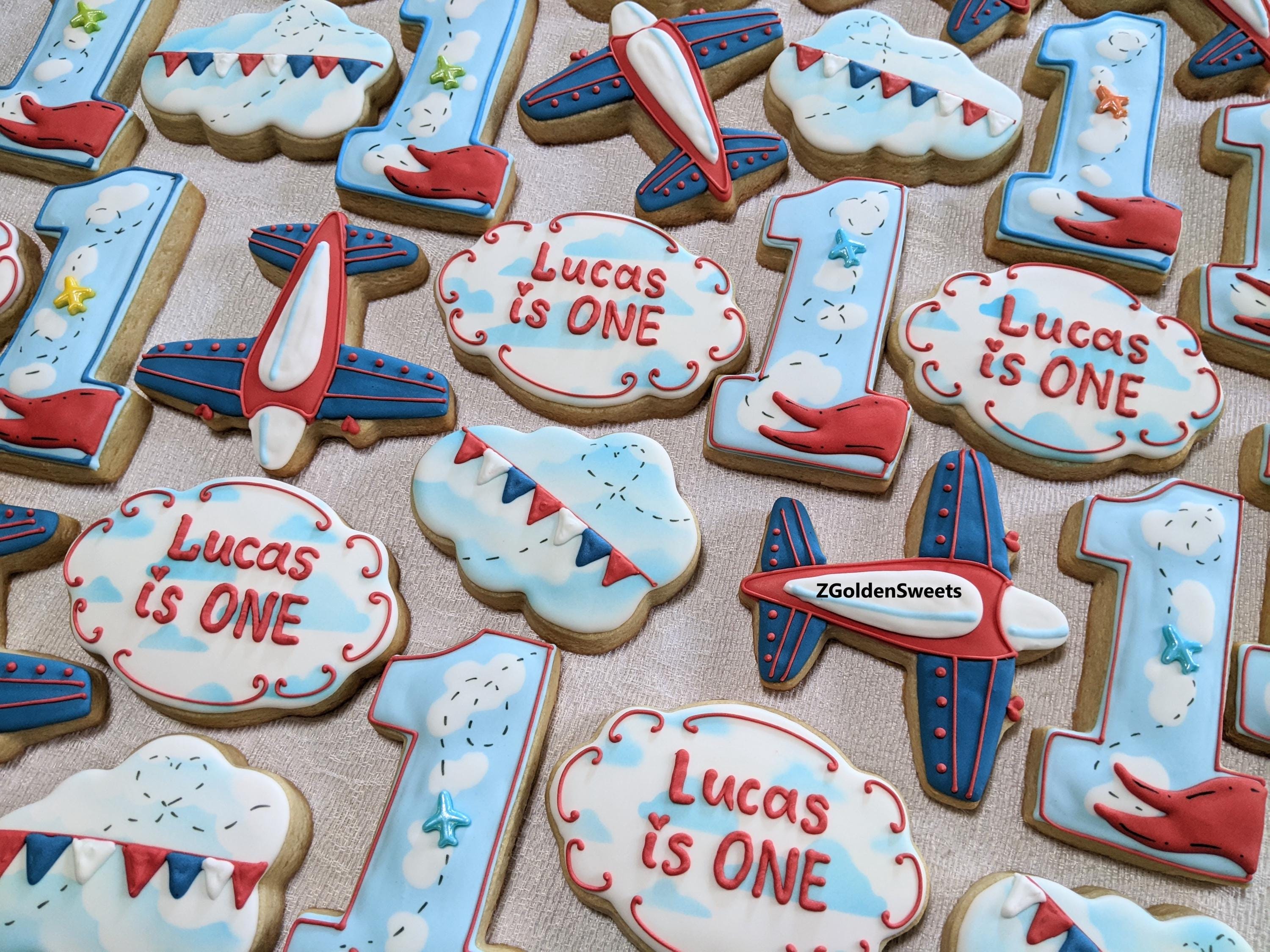 24 First Birthday Boy Personalized Decorated Cookies With Vintage ...
