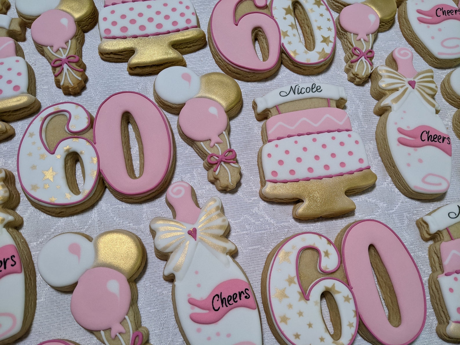 60th Birthday Celebration 24 Personalized Decorated Cookies, Milestone ...