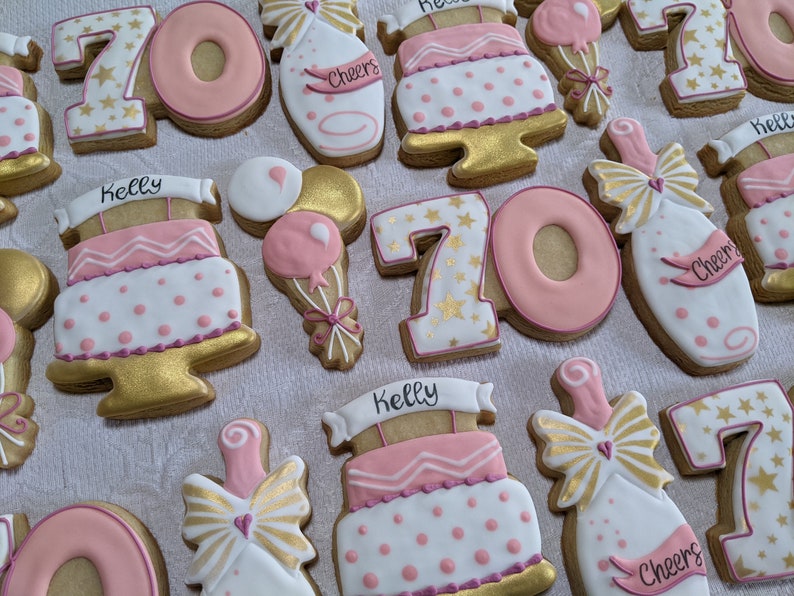 70th Birthday Party 24 Personalized Decorated Cookies - Etsy