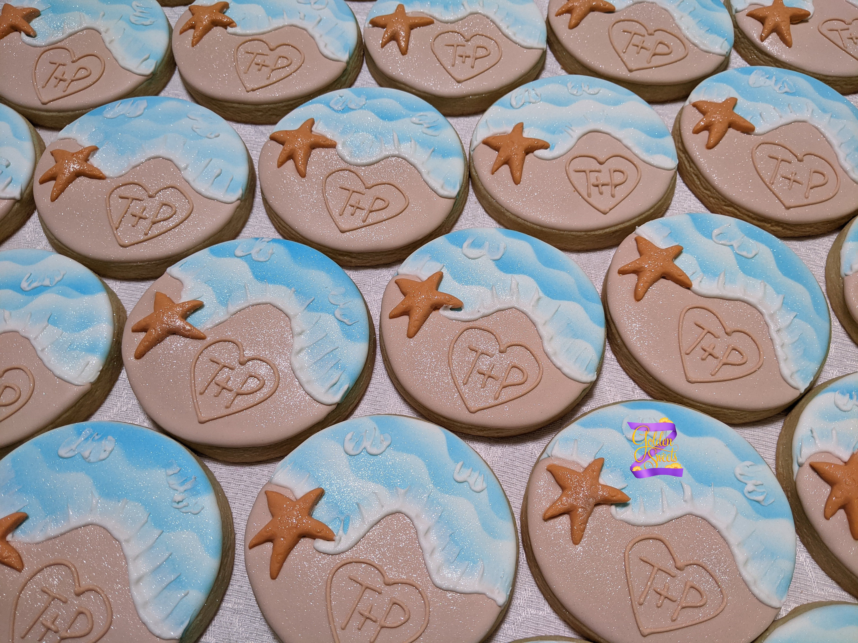 24 Beach Summer Wedding Custom Cookies With Initials Seaside - Etsy