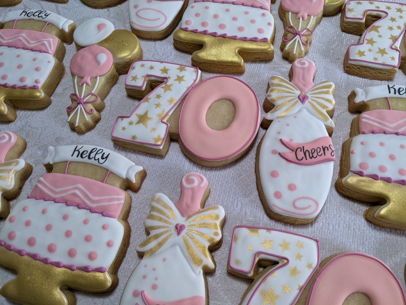70th Birthday Party 24 Personalized Decorated Cookies - Etsy