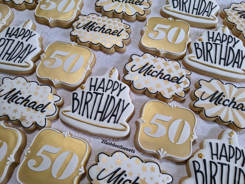 24 Happy 50th Birthday Celebration Decorated Cookies 50 - Etsy