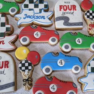 Need 4 Speed Vintage Racing Car 4th Birthday Boy 24 Decorated Cookies ...