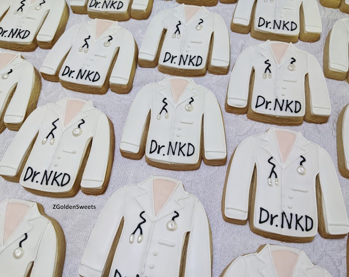24 White Doctors Lab Coat Personalized Decorated Cookies, Medical ...