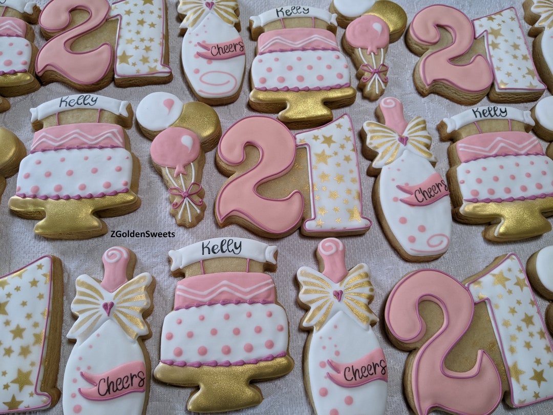 21st Birthday Party 24 Personalized Decorated Cookies, Milestone ...
