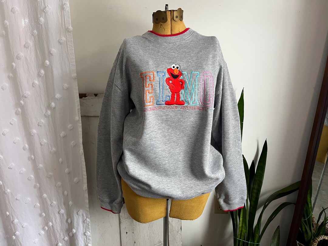 L Vintage 1990s Elmo Sesame Street Embroidered Pullover Sweatshirt - Etsy