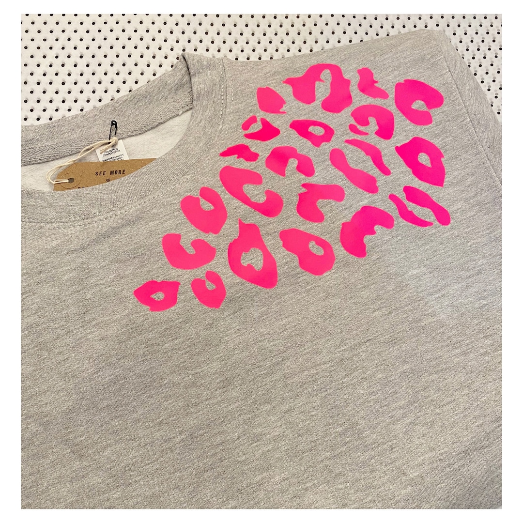 Womens Leopard Sweatshirt, Womens Leopard Print Sweatshirt, Neon Pink ...