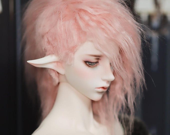 BJD Wig Two Block Semi-long Curled Indian Pink 9-10 8-9 Inch Synthetic ...