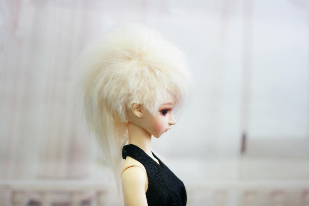 BJD Wig Two Block Semi-long Curled Ivory 9-10 8-9 7-8 6-7 Inch ...