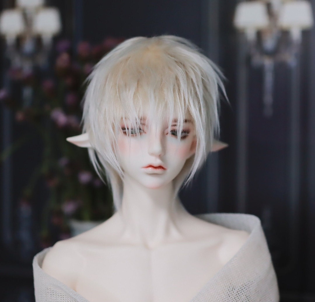 BJD Wig Basic Cream Yellow 9-10 8-9 7-8 6-7 Inch Synthetic Fur Wig ...