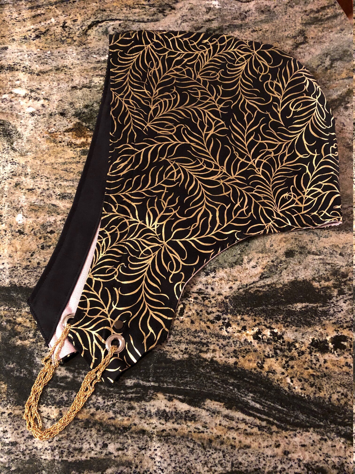Handmade Grounding & EMF Shielding Festival Hood. Black W/gold Flowing ...