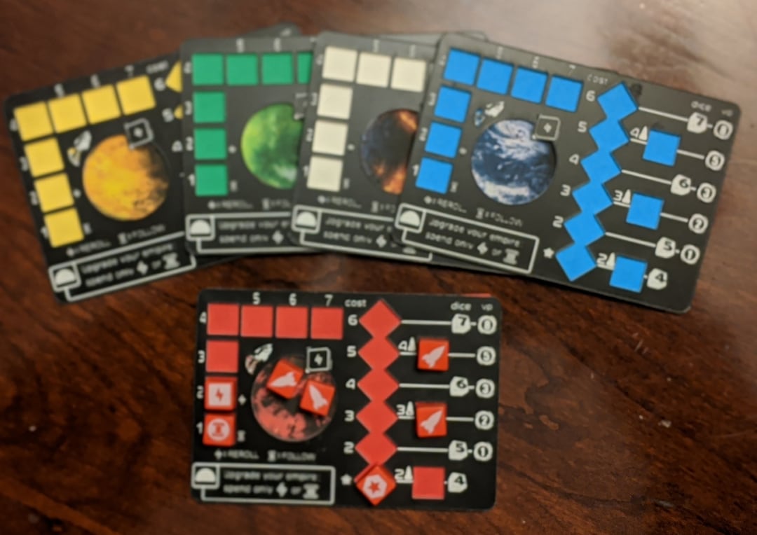 Ultra Tiny Epic Galaxies: Dual-layered Player Board Upgrades (set of 5 ...