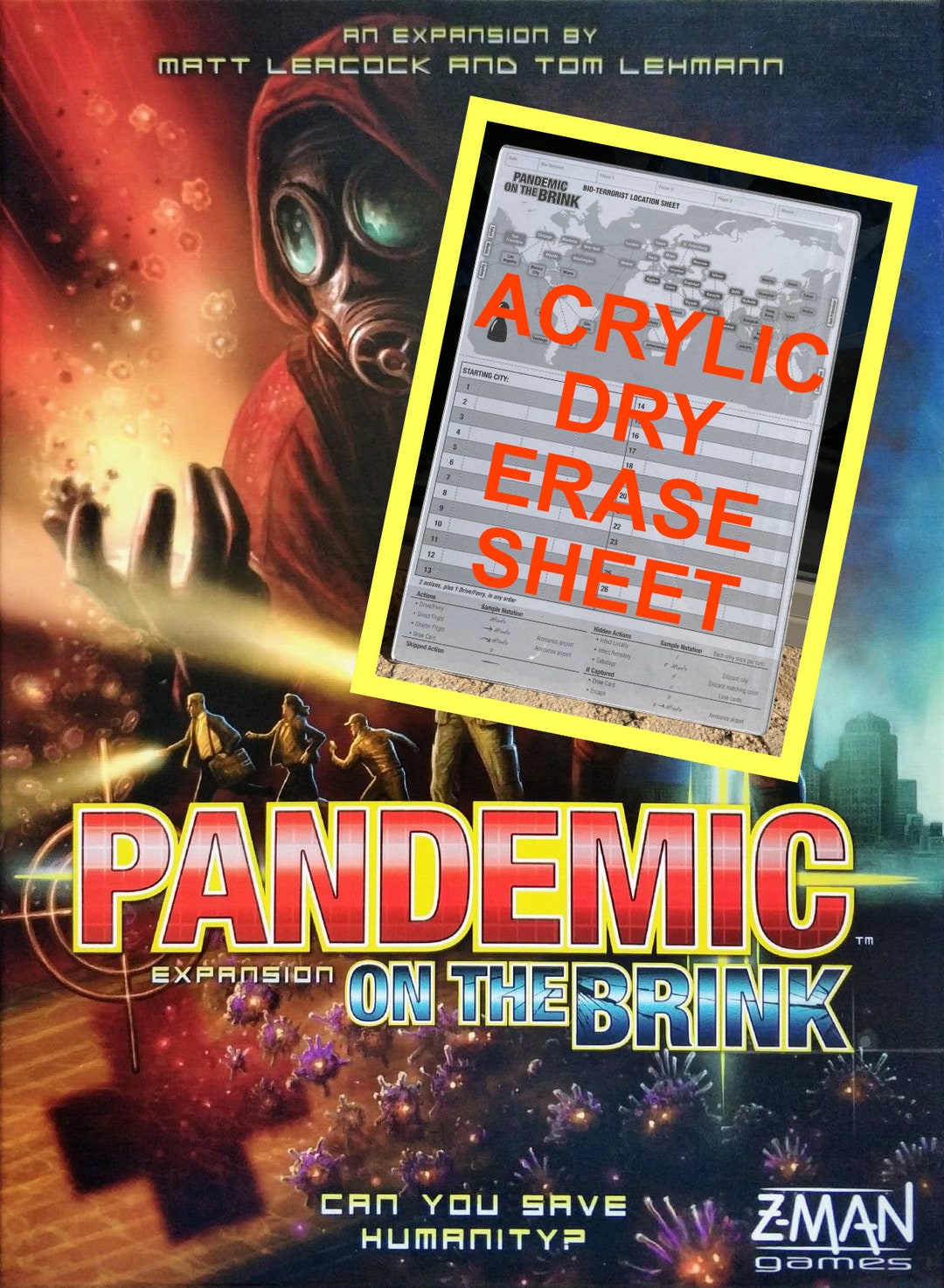 Pandemic: on the Brink - Acrylic Dry Erase Bio-terrorist Location Sheet ...
