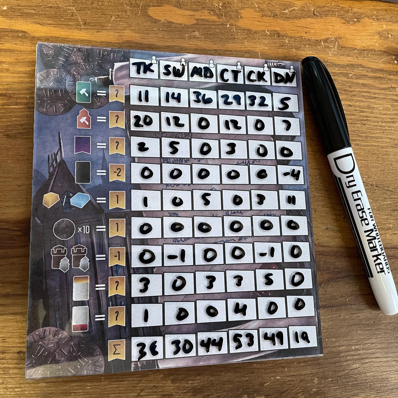 Architects Board Game: Acrylic Dry Erase Score Sheet With Marker - Etsy