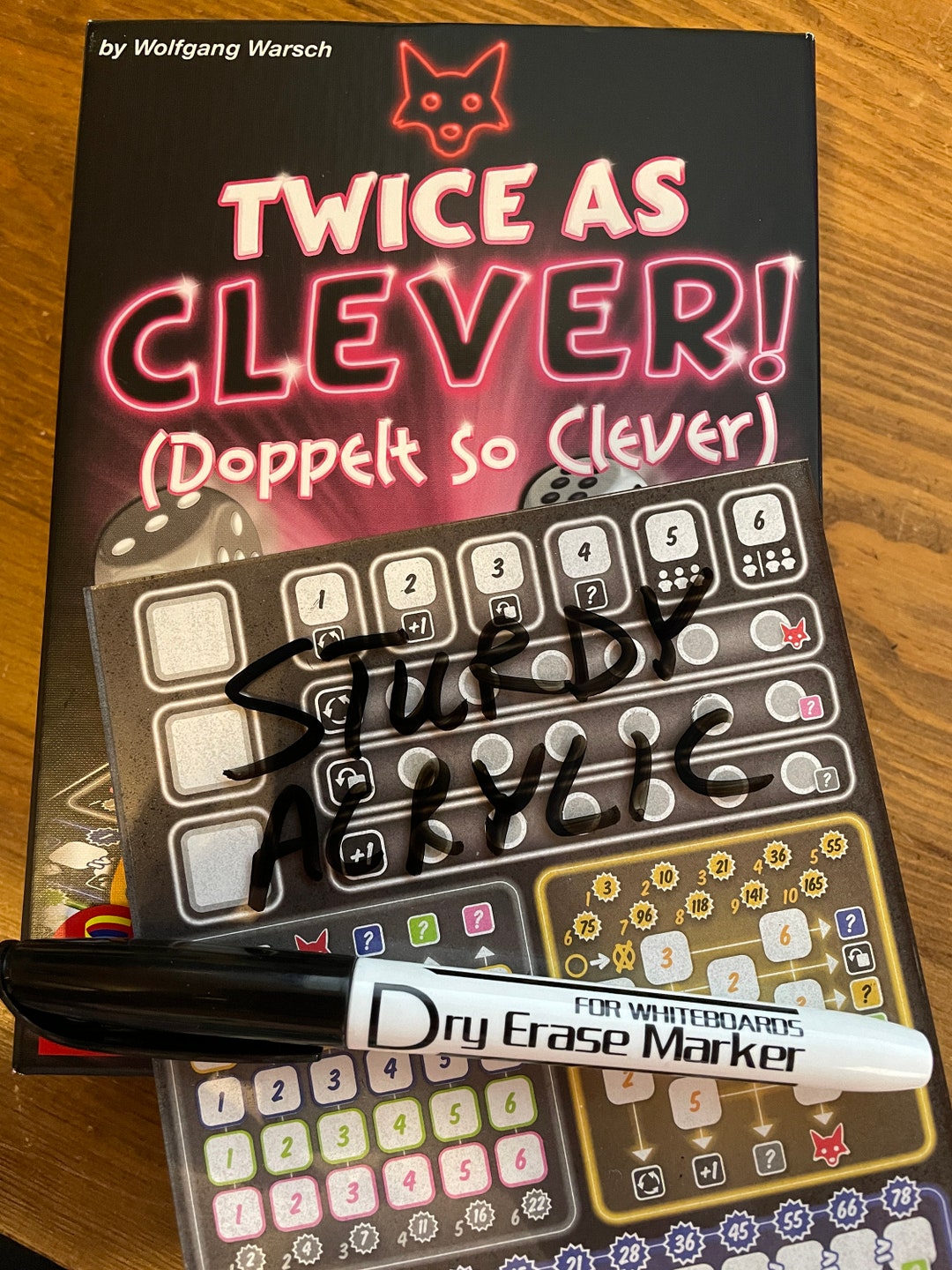 Twice as Clever Game: Acrylic Dry Erase Game and Score Sheet With ...