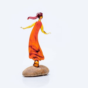 Fairy Glass Figurine | Woman Glass Sculpture | Orange Glass Girl ...