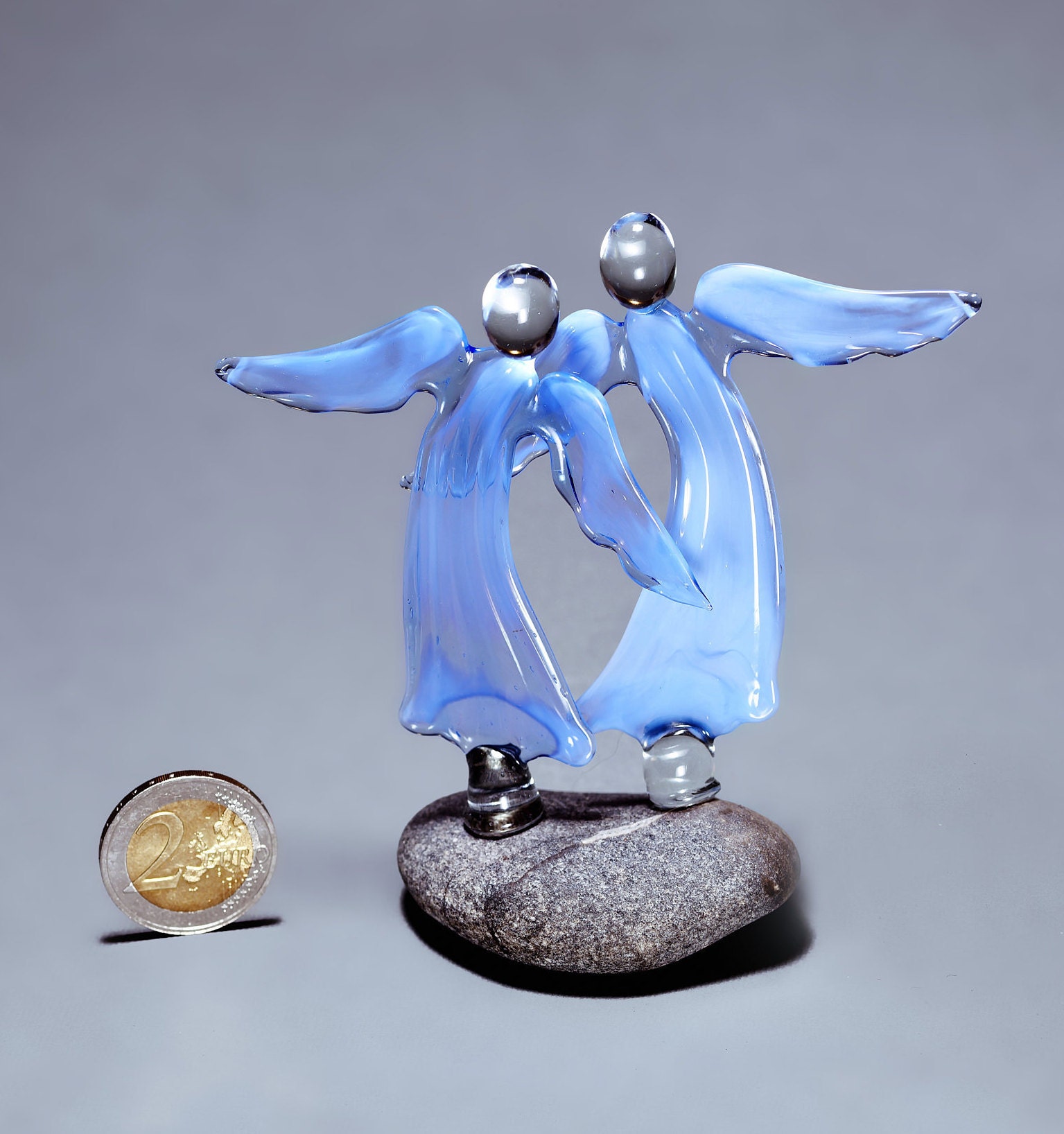 Two Small Glass Angels Couple Gift Gift for Twins Blue - Etsy