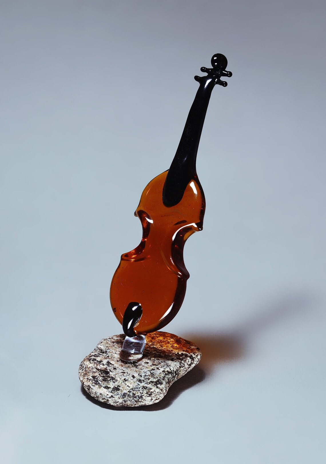 Amber Glass Violin Sculpture on the Stone / Music Instrument - Etsy