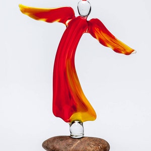 Red Glass Angel Figurine | Easter Gift | Angel Wings | Angel Sculpture ...