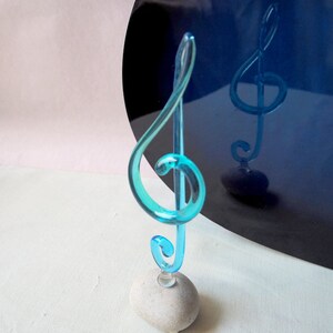Blue Glass Treble Clef Sculpture / Music School Graduation Gift ...