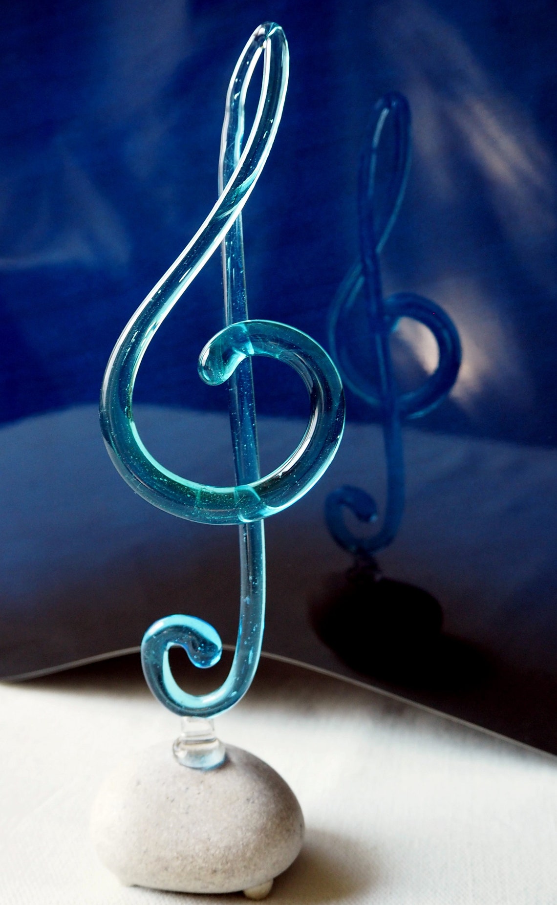 Blue Glass Treble Clef Sculpture / Music School Graduation - Etsy