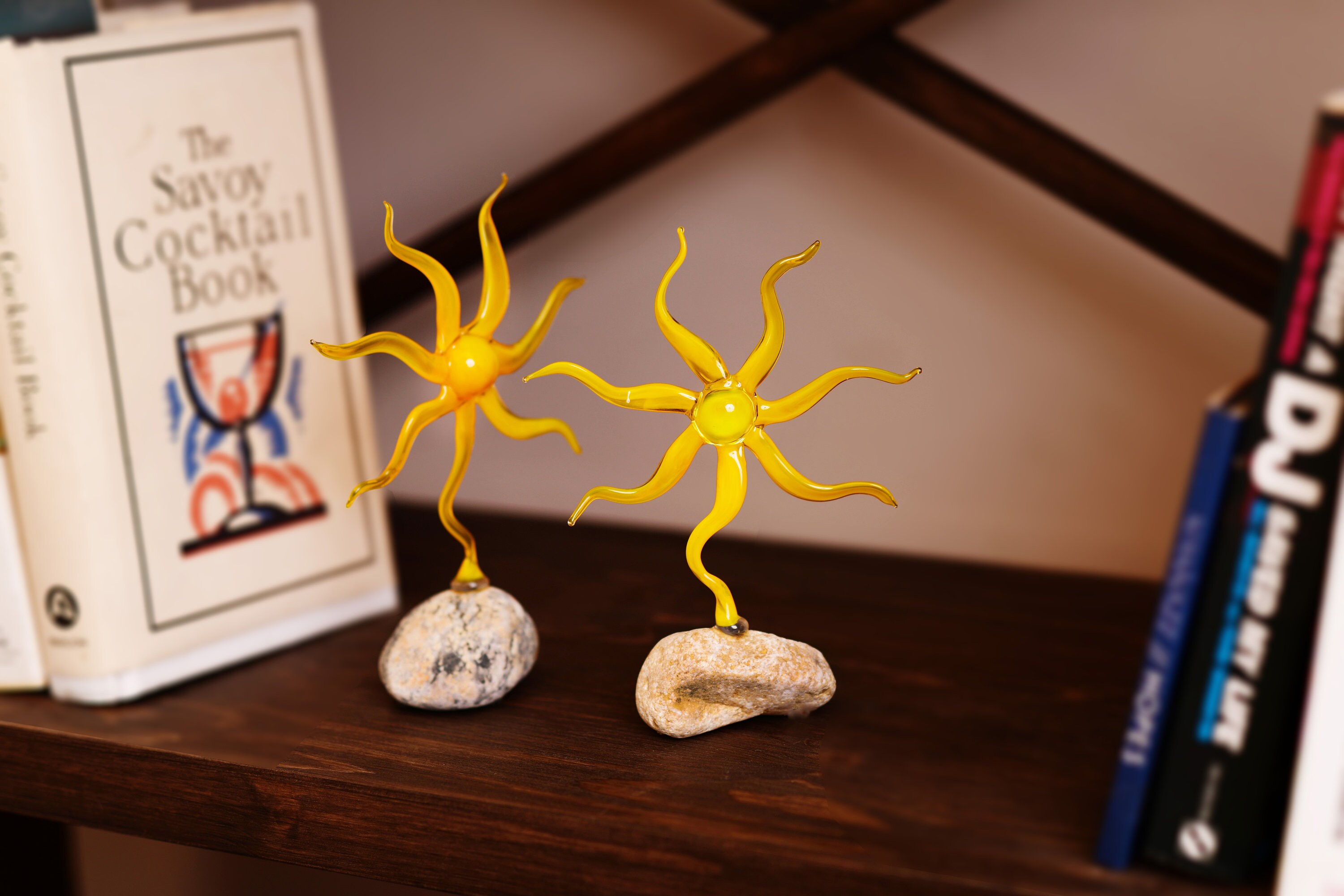 Yellow Glass Sun on the Stone / Glass Sun Decor / Bright Glass - Etsy