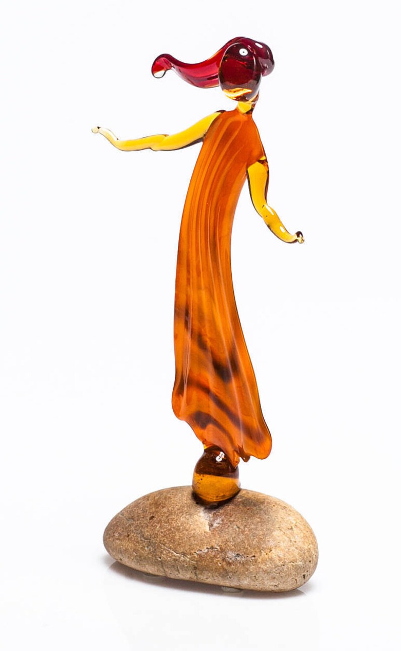 Fairy Glass Figurine | Woman Glass Sculpture | Orange Glass Girl ...