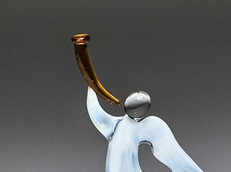 White Glass Easter Angel Figurine With Horn / Guardian Angel - Etsy