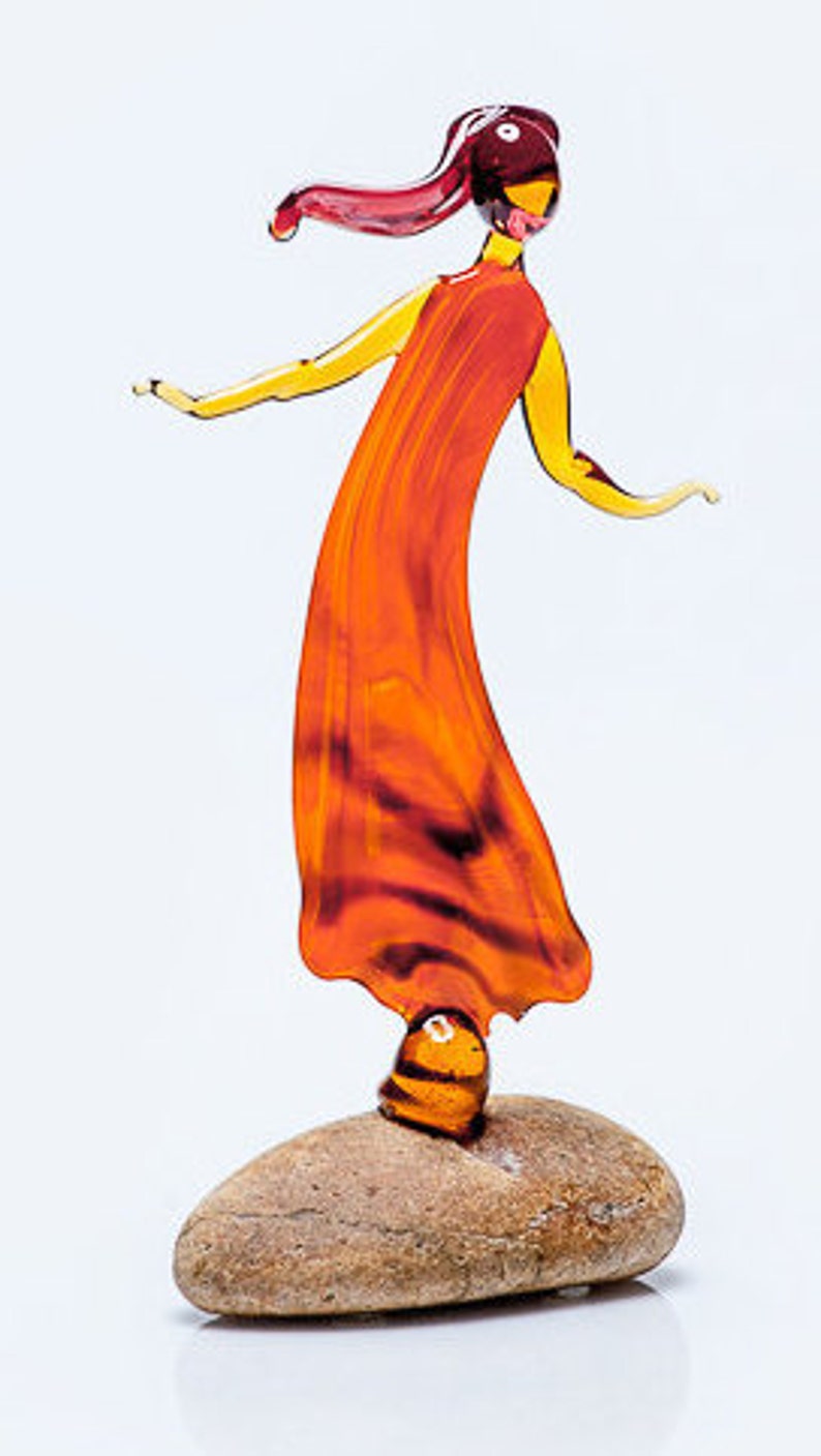 Fairy Glass Figurine | Woman Glass Sculpture | Orange Glass Girl ...