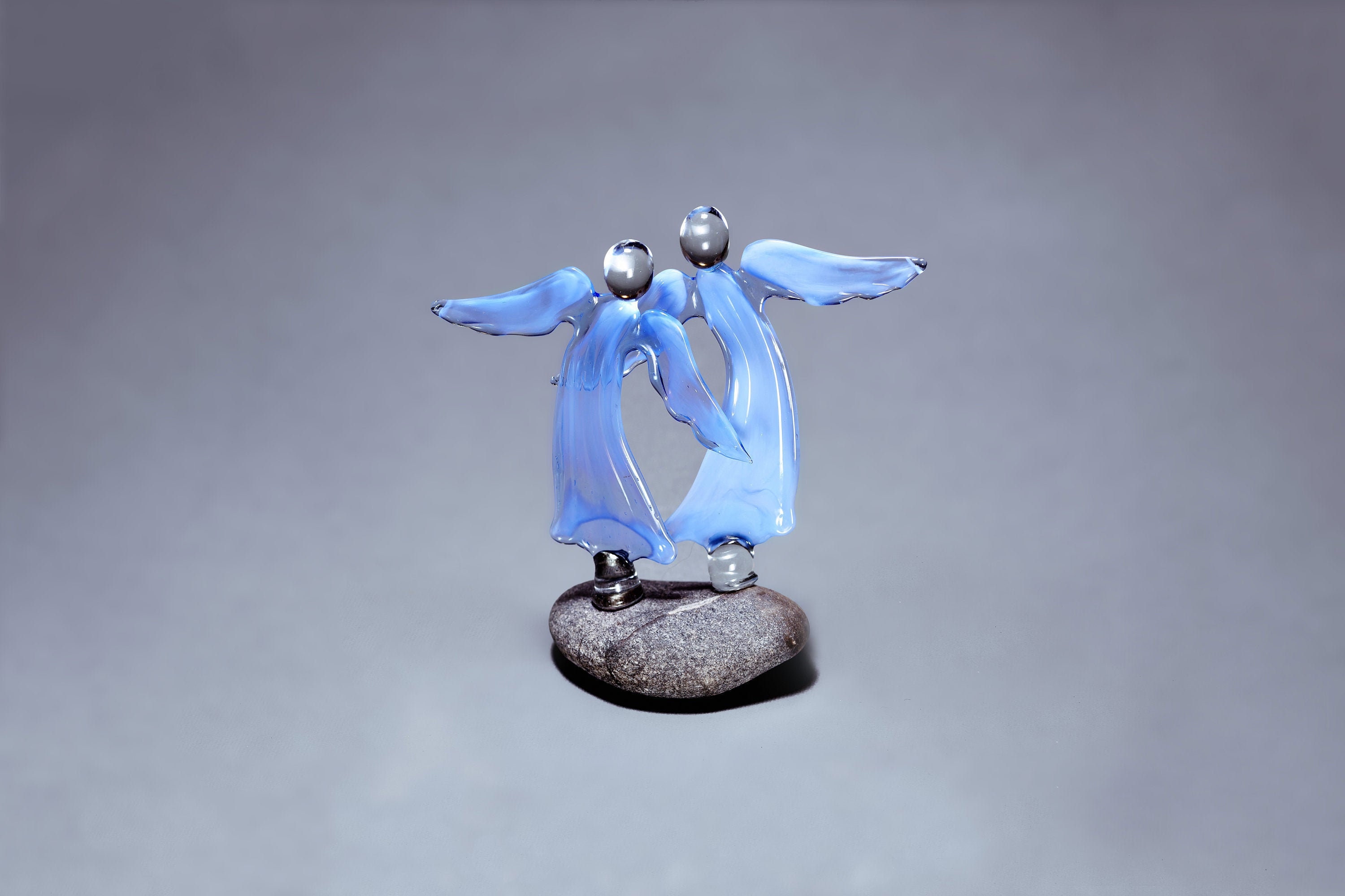 Two Small Glass Angels Couple Gift Gift for Twins Blue - Etsy