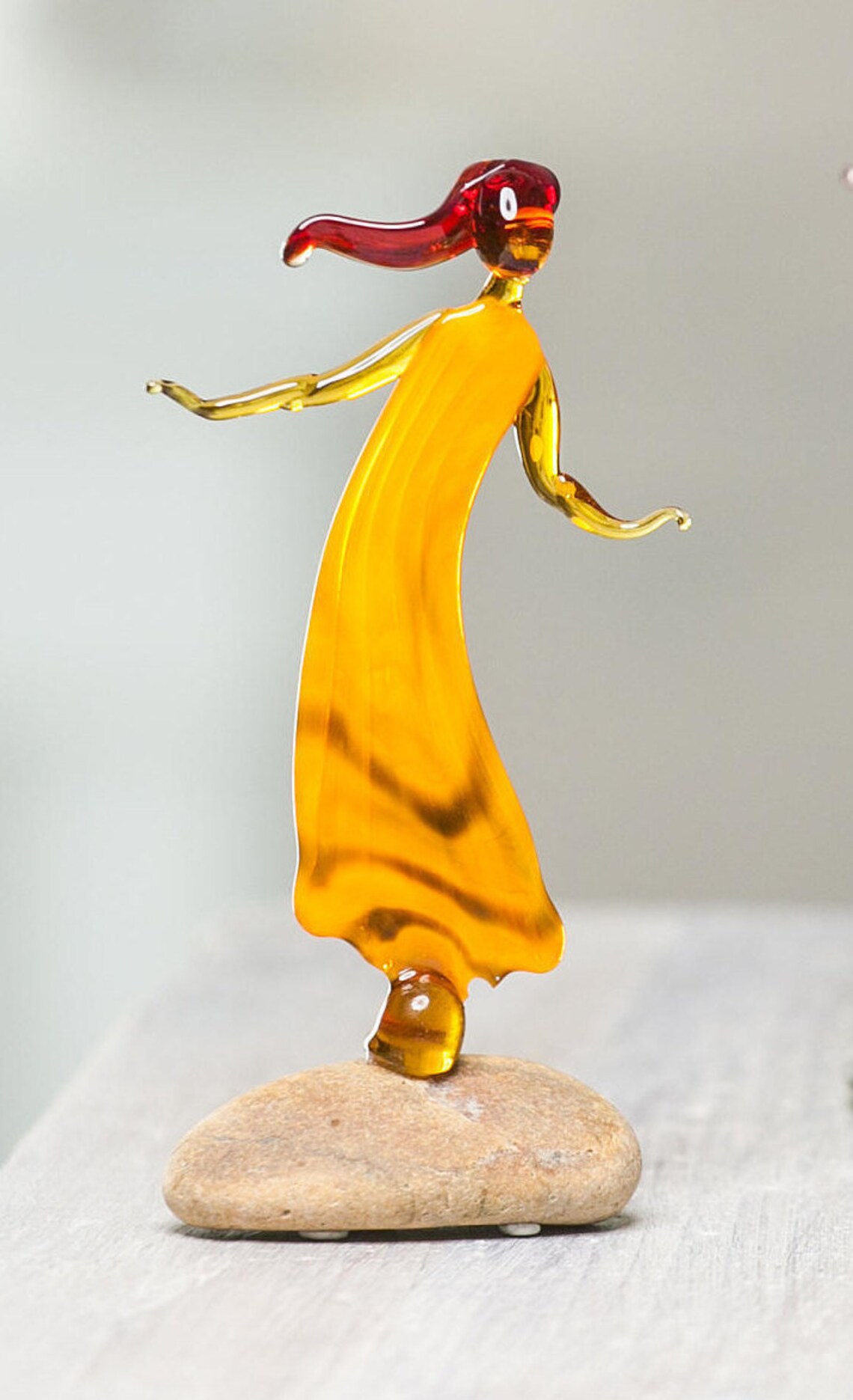 Fairy Glass Figurine | Woman Glass Sculpture | Orange Glass Girl ...