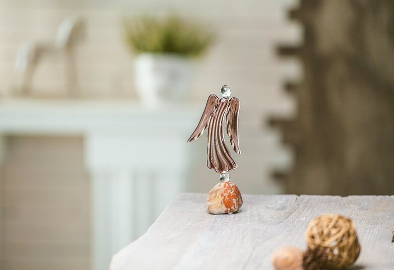 Purple Glass Angel Figurine / Guardian Angel Statue / Glass - Etsy