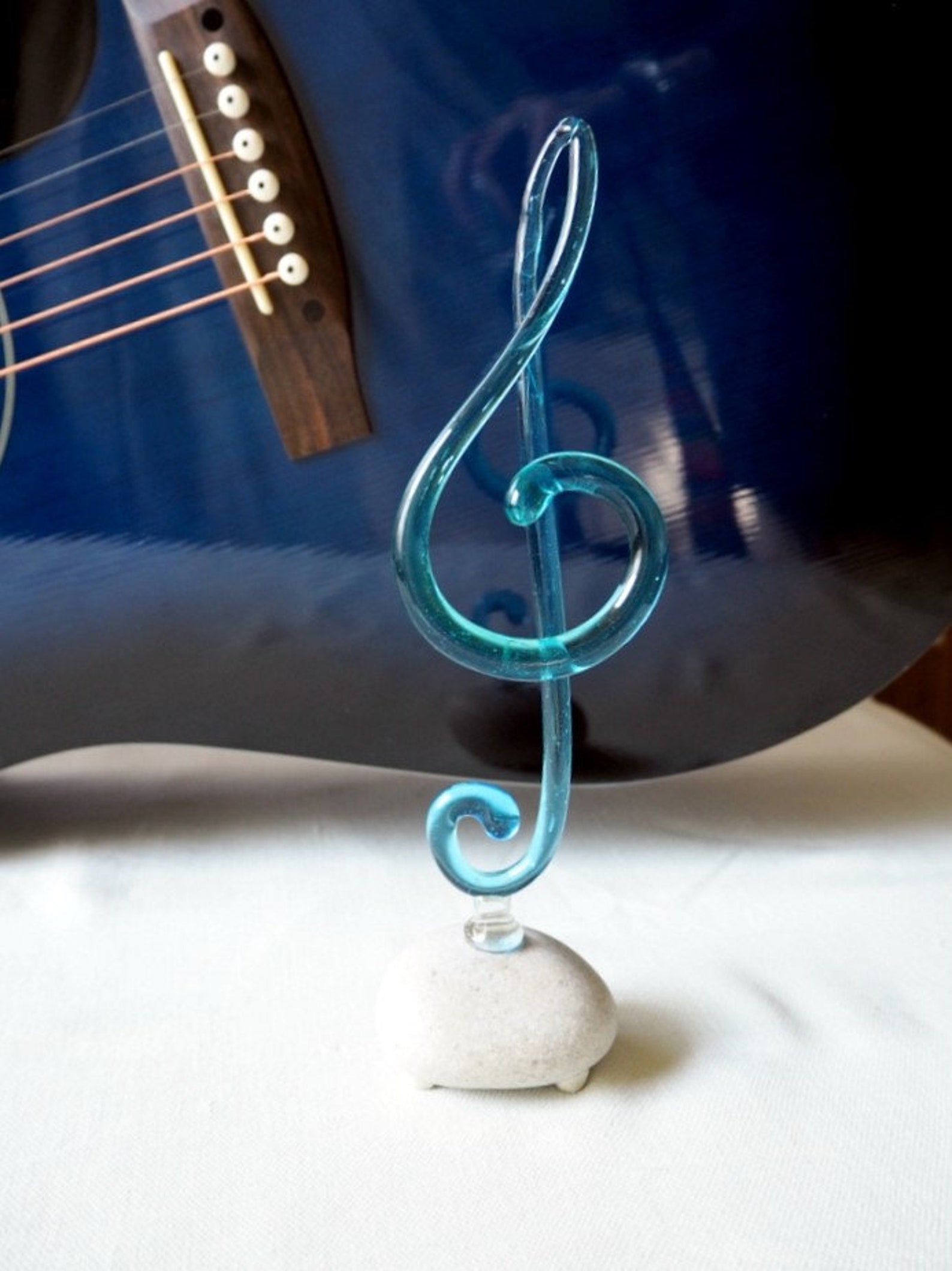 Blue Glass Treble Clef Sculpture / Music School Graduation Gift ...