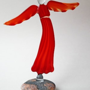 Red Glass Angel Figurine | Easter Gift | Angel Wings | Angel Sculpture ...