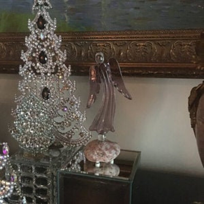 Purple Glass Angel Figurine / Guardian Angel Statue / Glass - Etsy