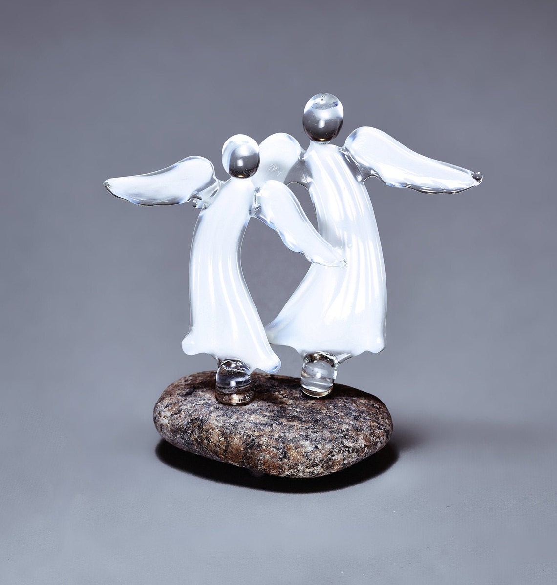 Two Small Glass Angels Couple Gift Gift for Twins Blue | Etsy