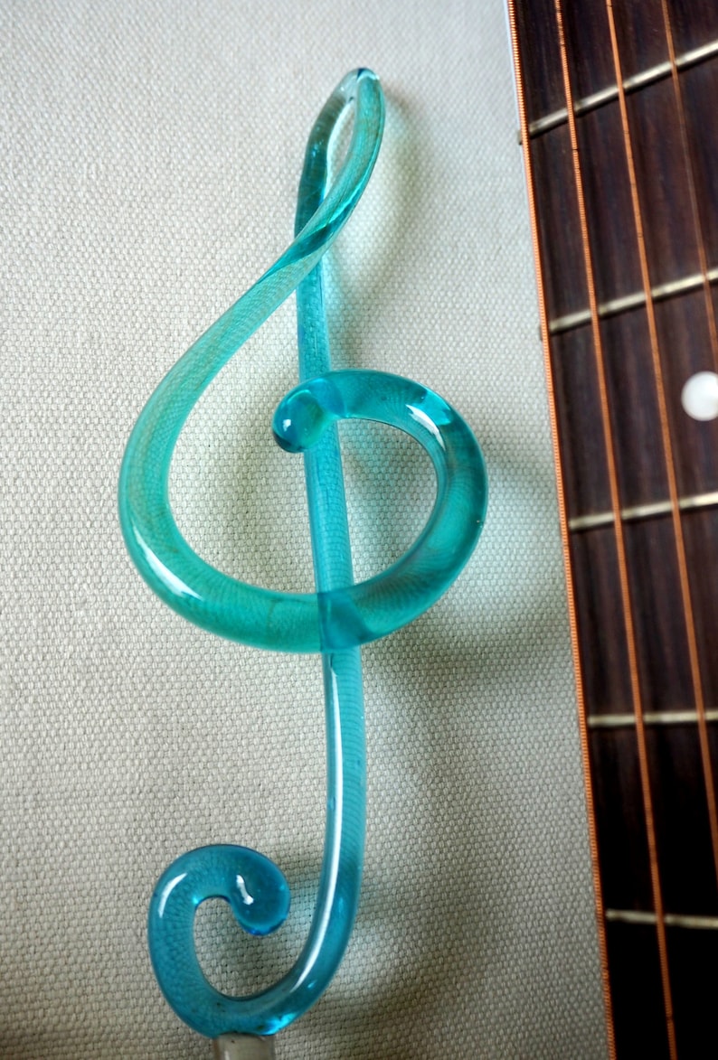 Blue glass treble clef sculpture / Music school graduation | Etsy