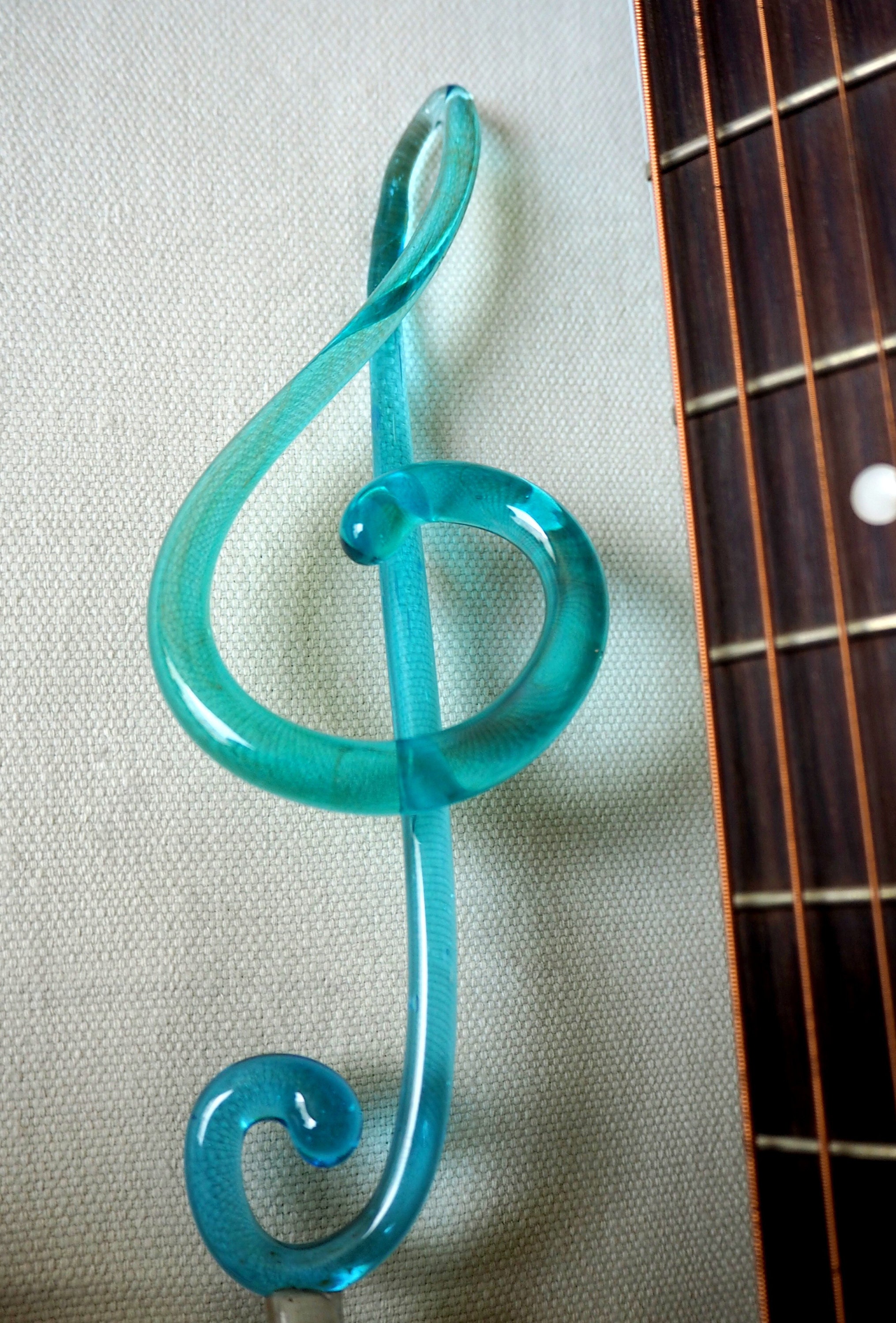 Blue Glass Treble Clef Sculpture / Music School Graduation Gift ...