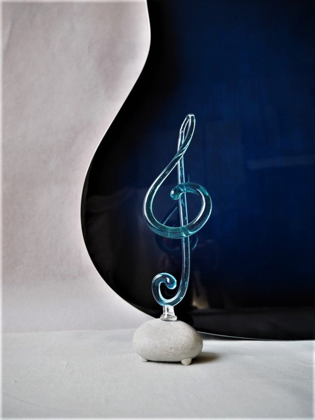 Blue Glass Treble Clef Sculpture / Music School Graduation Gift ...